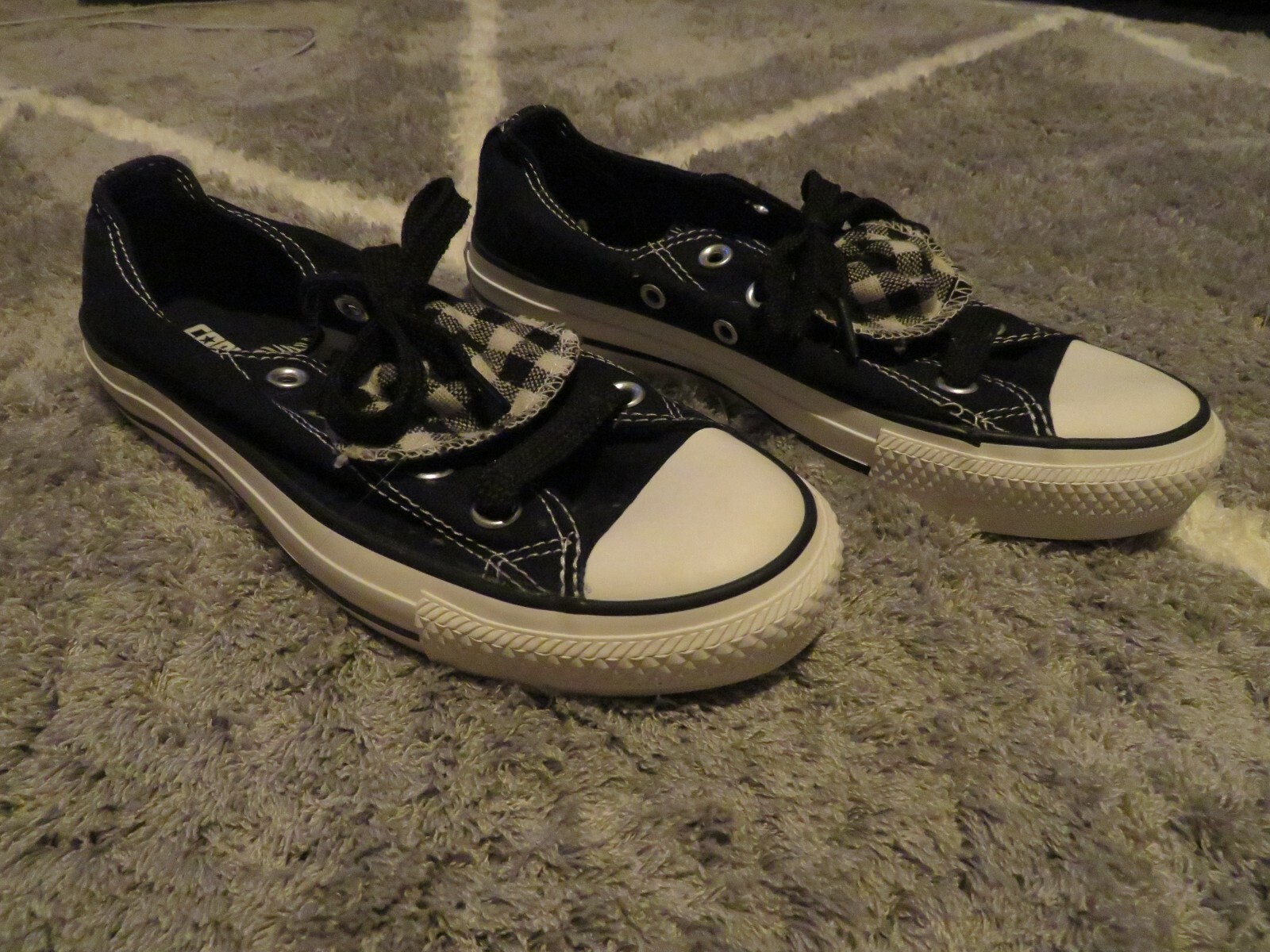 Women's Converse Checkered Double Tongue Shoes Size 6… - Gem