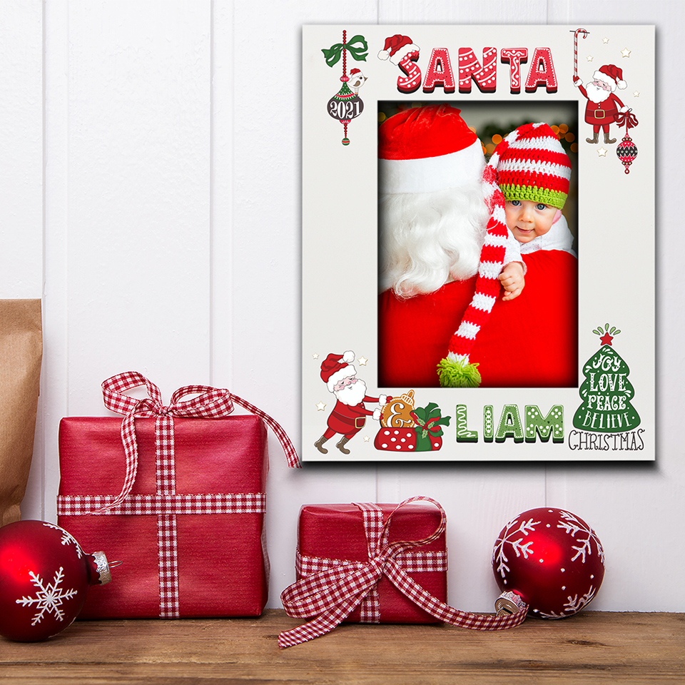 PERSONALIZE-Santa & Me Picture frame- Joy, Love, Peace, Believe ...