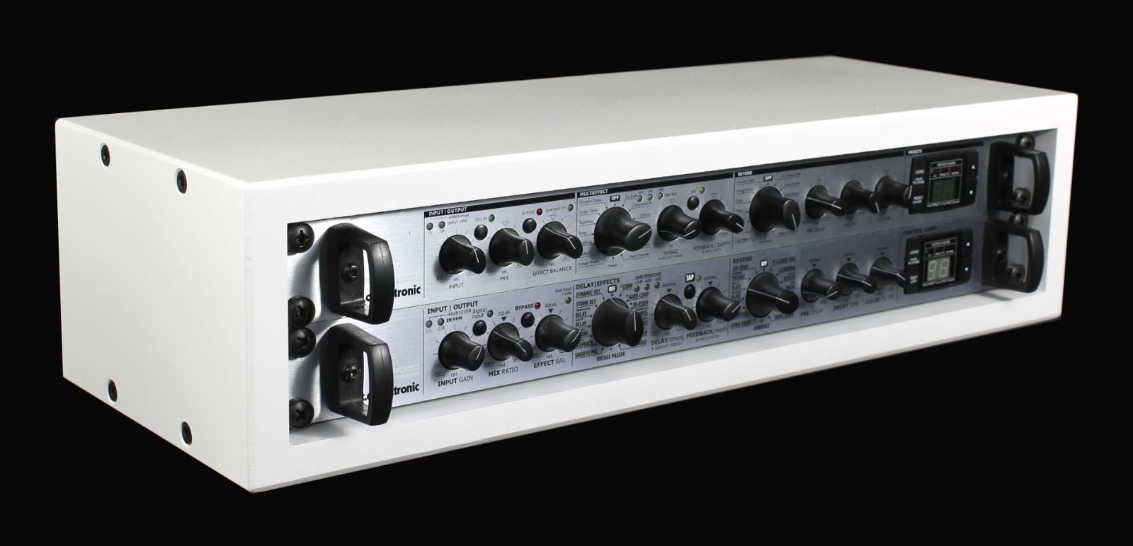 White Straight 2u 19" inch wooden rack unit/case/cabinet recording ...