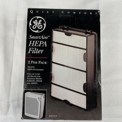 2 pack GE SmartAire HEPA Filter 106743 Purifier Models 106633 106643 ...