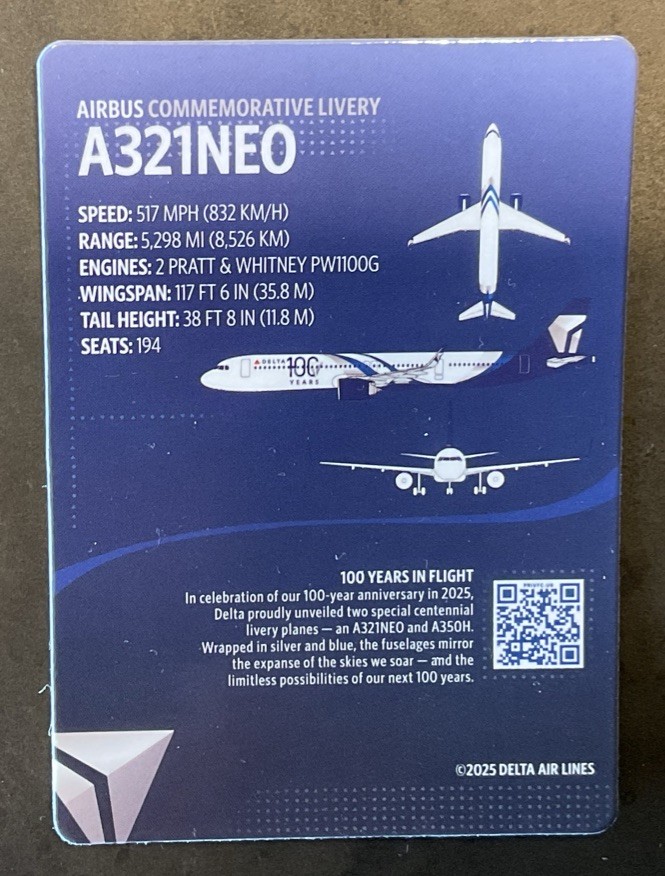 2025 DELTA A321 Pilot Trading Card 100 Year Anniversary #78 | eBay