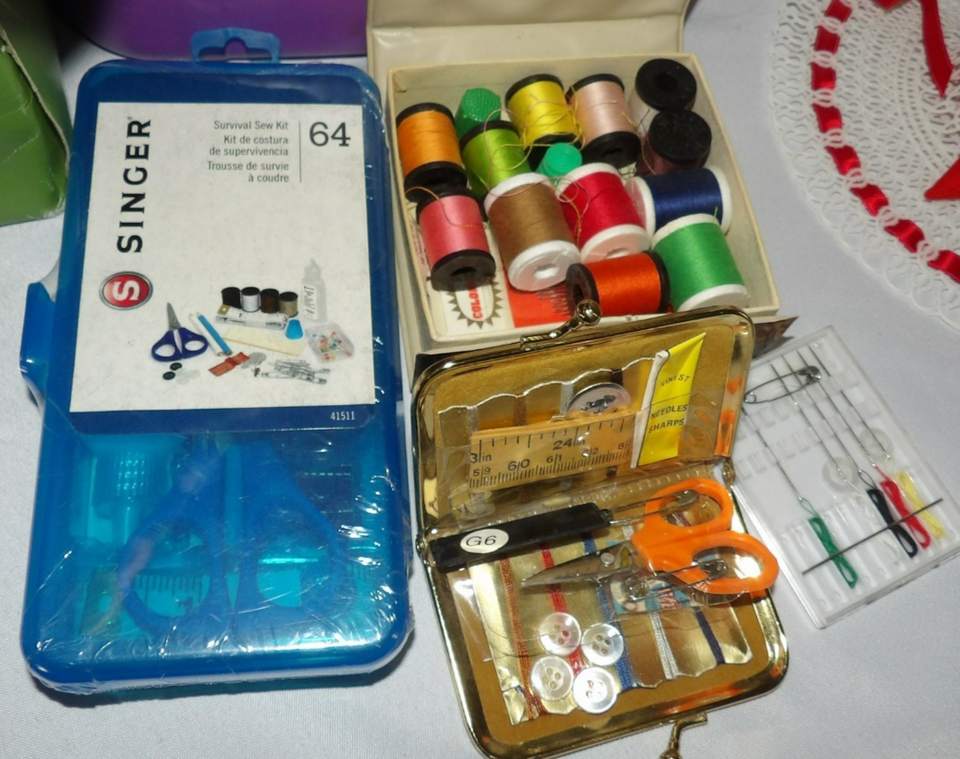 HUGE Lot SEWING Notions BOXES Eagle Craftstor SINGER Thread SEW U Book ...