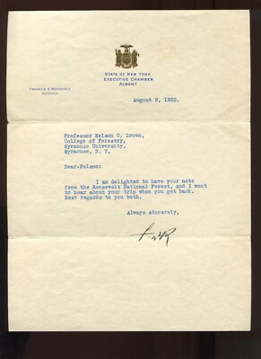 GOVERNOR FRANKLIN D. ROOSEVELT "FDR" SIGNED LETTER ON NY STATIONARY ...