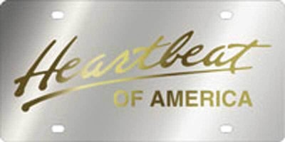 3D Stainless Style-Tags™ License Plate with Gold Heartbeat Of America ...