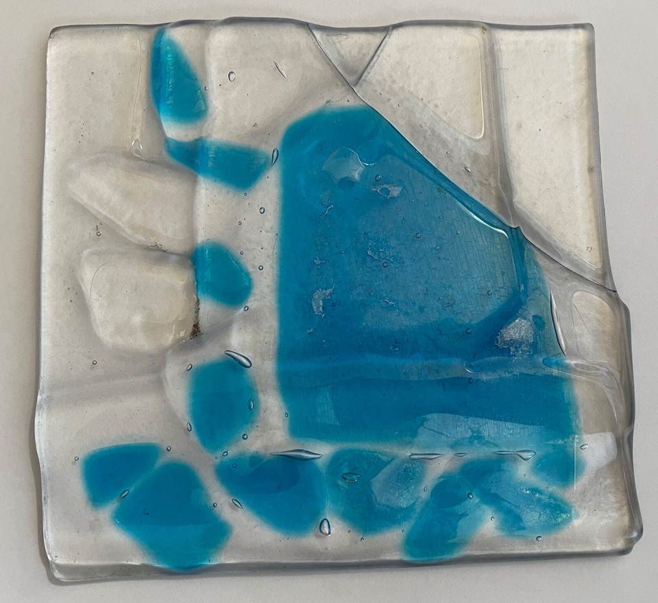 Blue and Clear ART GLASS Trivet/Display Piece Fused Glass | eBay