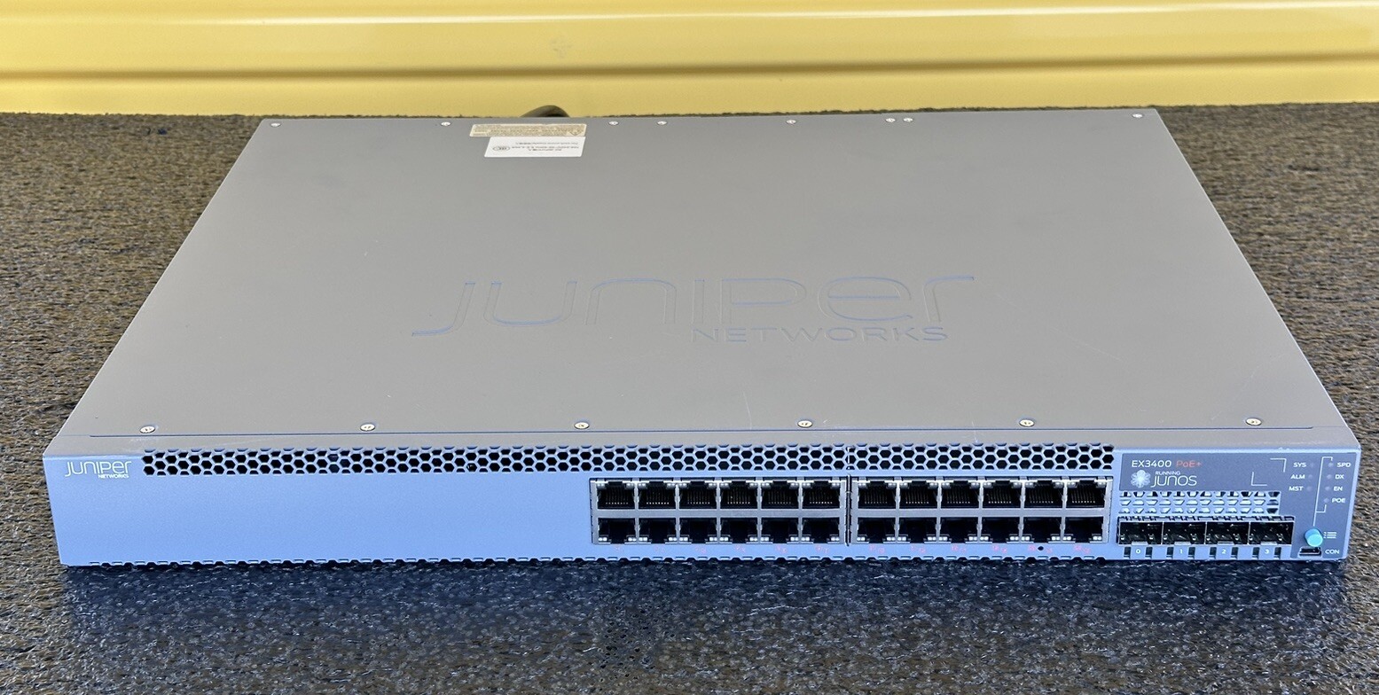 Juniper EX3400-24P Switch 24 Port 1GE RJ45 Ethernet PoE + 4 1/10GE SFP ...