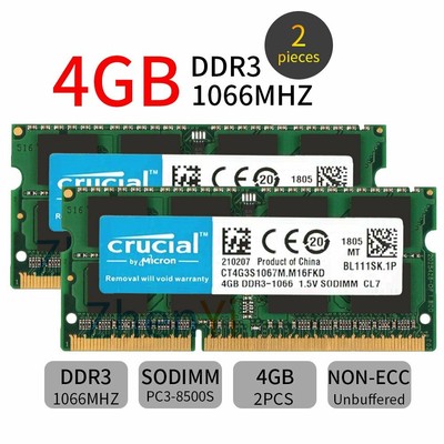 8GB 2x 4GB / 2GB DDR3 1066MHz PC3-8500S 1.5V SO-DIMM Laptop RAM For ...