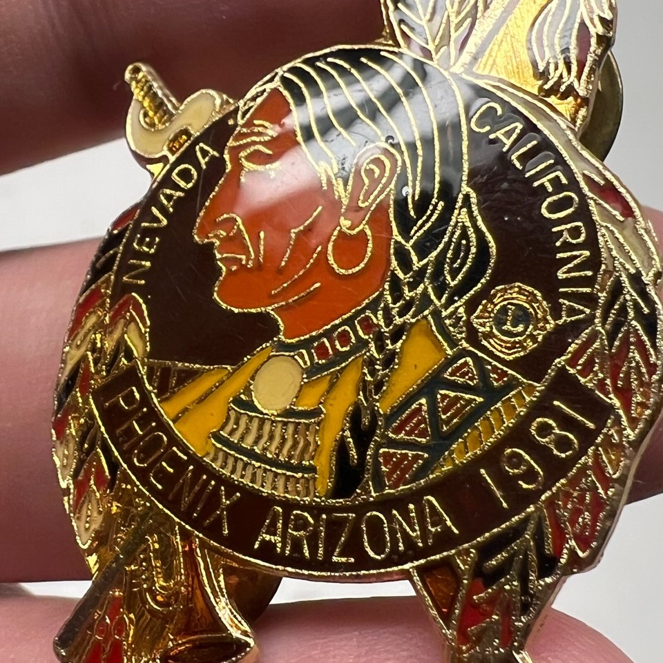 1981 Lions Club Nevada California Phoenix Arizona Native American Lapel ...