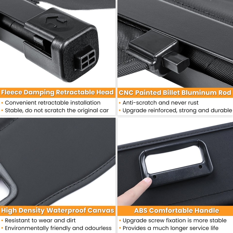 For 2015-2024 Ford Edge Trunk Cargo Cover Rear Retractable Luggage ...