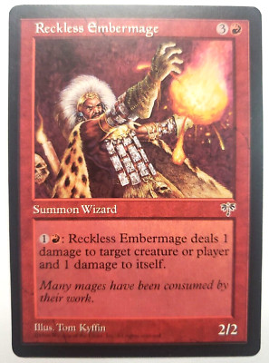 RECKLESS EMBERMAGE 1996 Vintage mtg Mirage Red Creature Card Magic ...