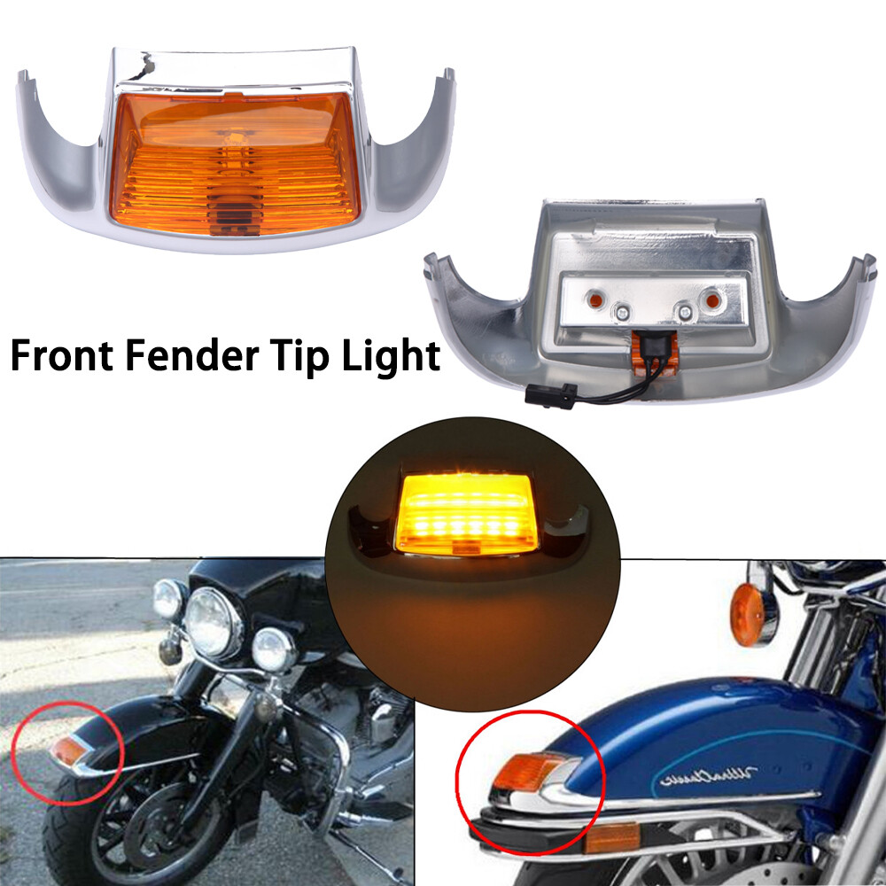 Chrome LED Front & Rear Fender Tip Light For Harley Davidson Touring ...