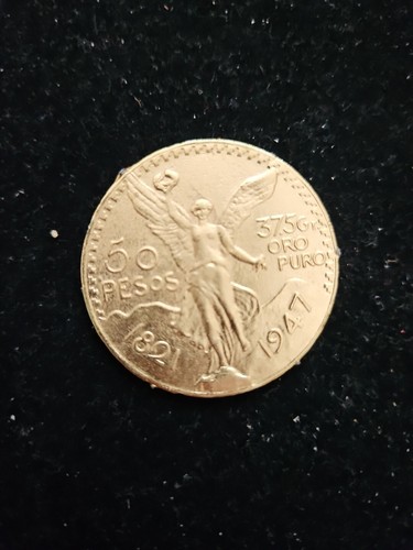 1947 Mexican Centenario 50 Gold Pesos Coin Solid 10k Yellow Gold ...