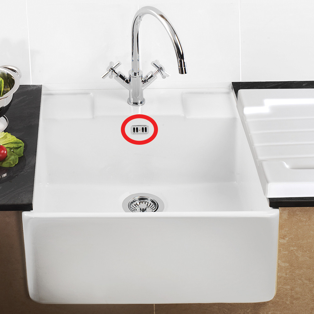 Astini, RAK, Rangemaster, Caple Chrome Square Ceramic Sink Overflow ...