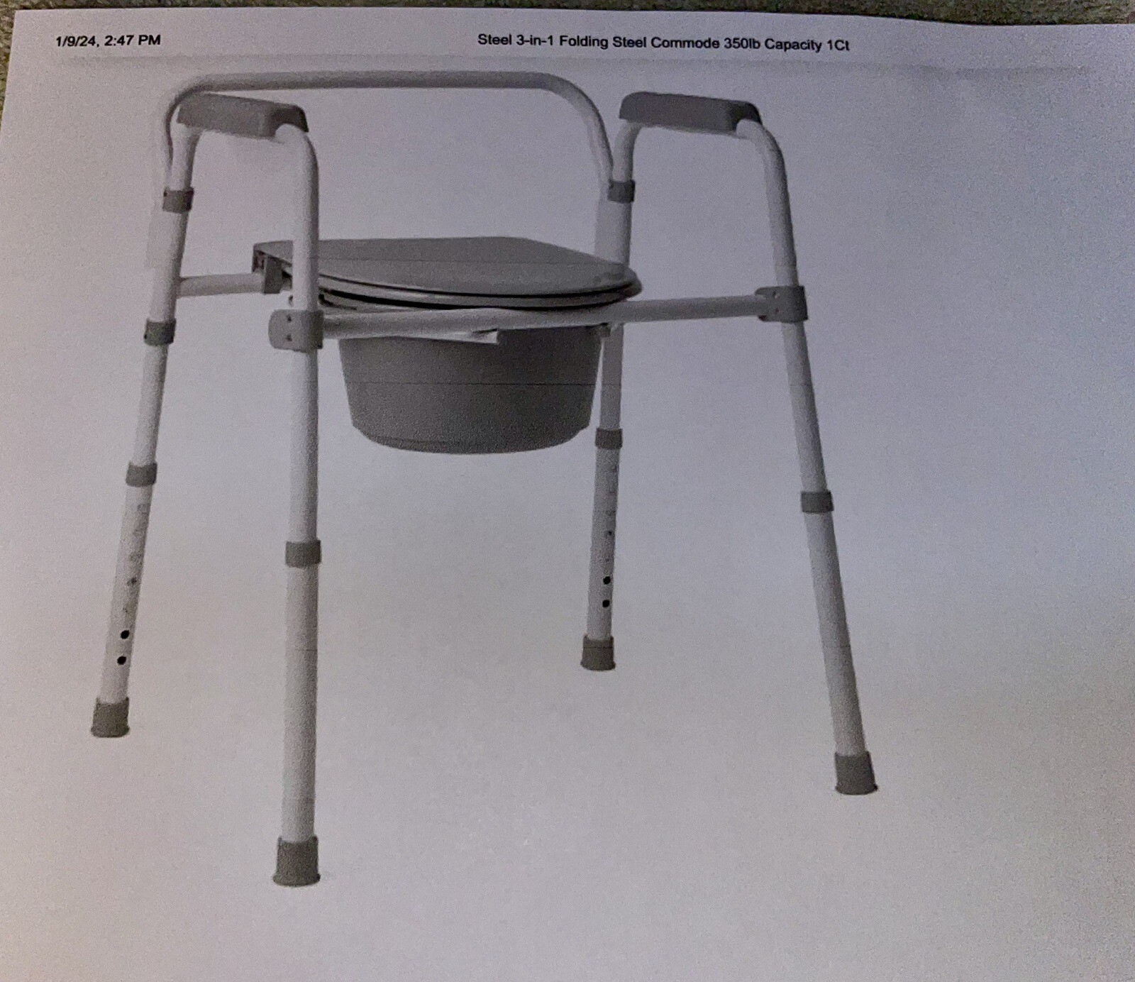 Medline Guardian Steel Folding Bedside Commode G1-200X1 BrandNEW for ...