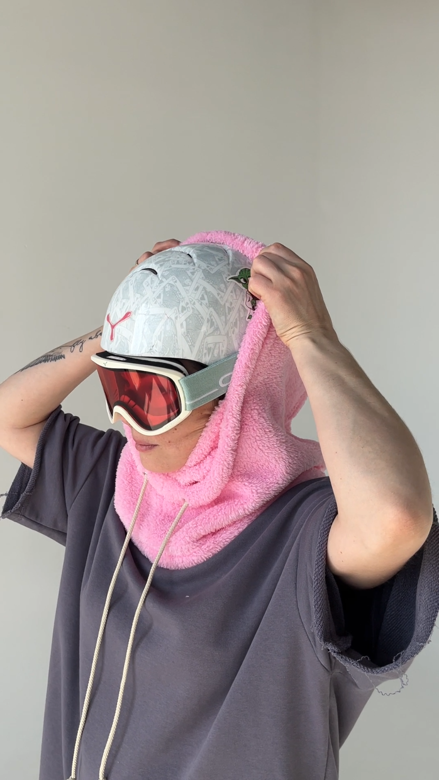 Pink Hood Over Helmet, Snowboard Hood, Sherpa Ski Hood, Balaclava ...