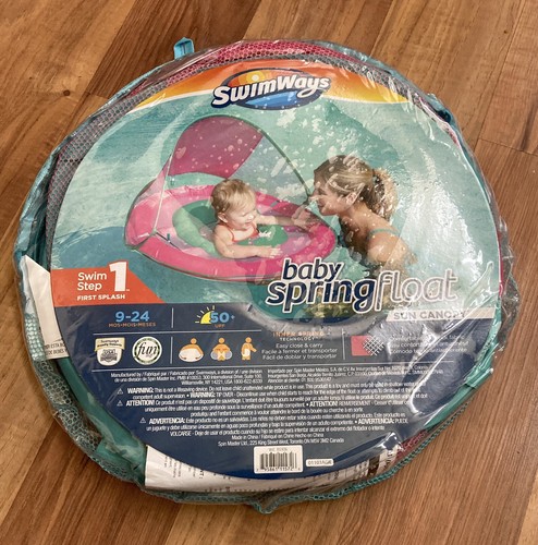 SwimWays Baby Spring Float Sun Canopy Pink & Green Babies 9-24Months ...