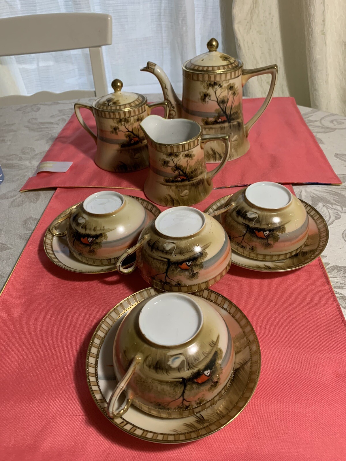 Real Antique Japanese Nippon Tea Set ,handmade marked Rare 10 pieces ...