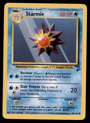 Pokemon Card Starmie (Base Set 2) 94/130 EXCELLENT Non-Holo Common TCG ...