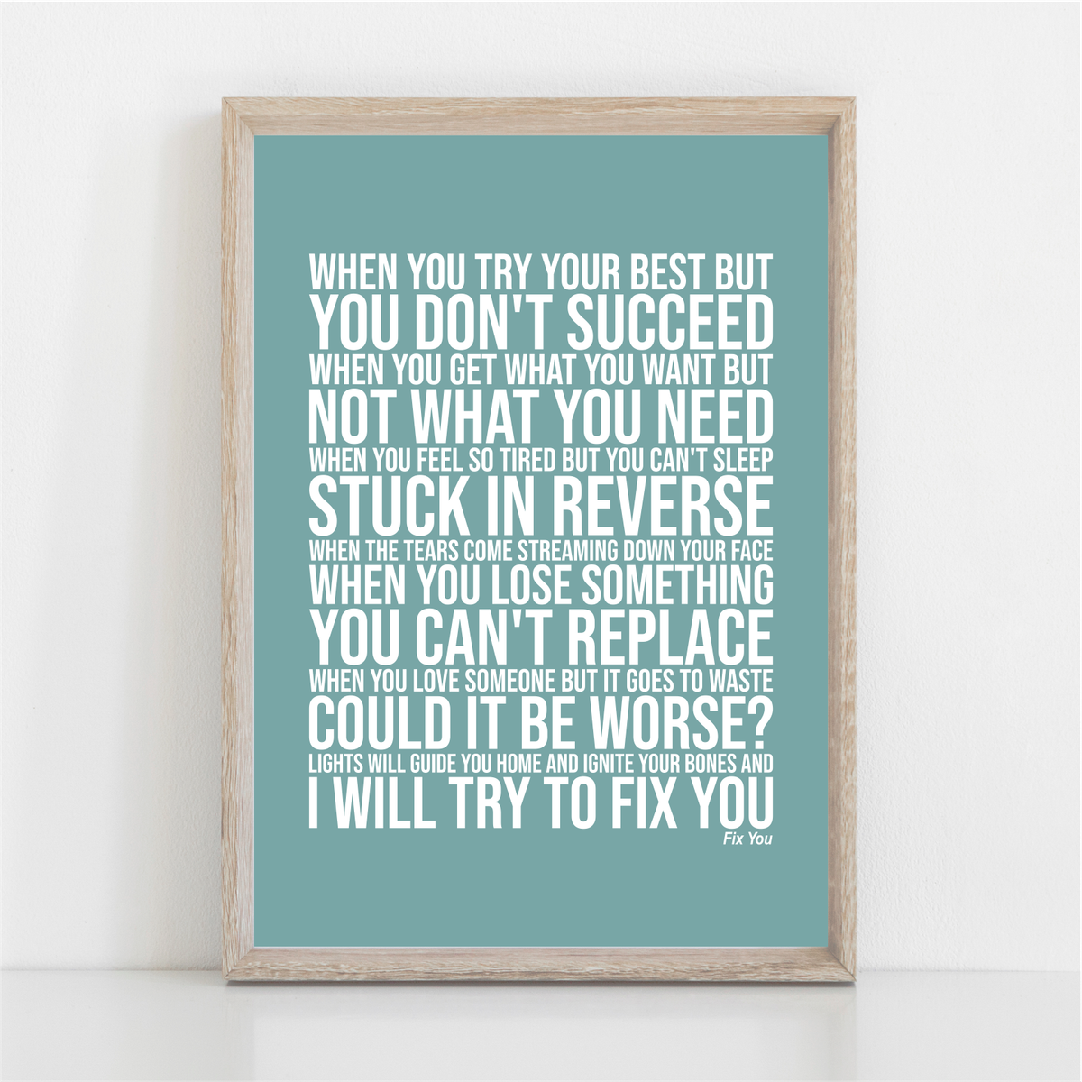 Coldplay Fix You Quotes Coldplay Fix You Song Lyric Quote Print Song