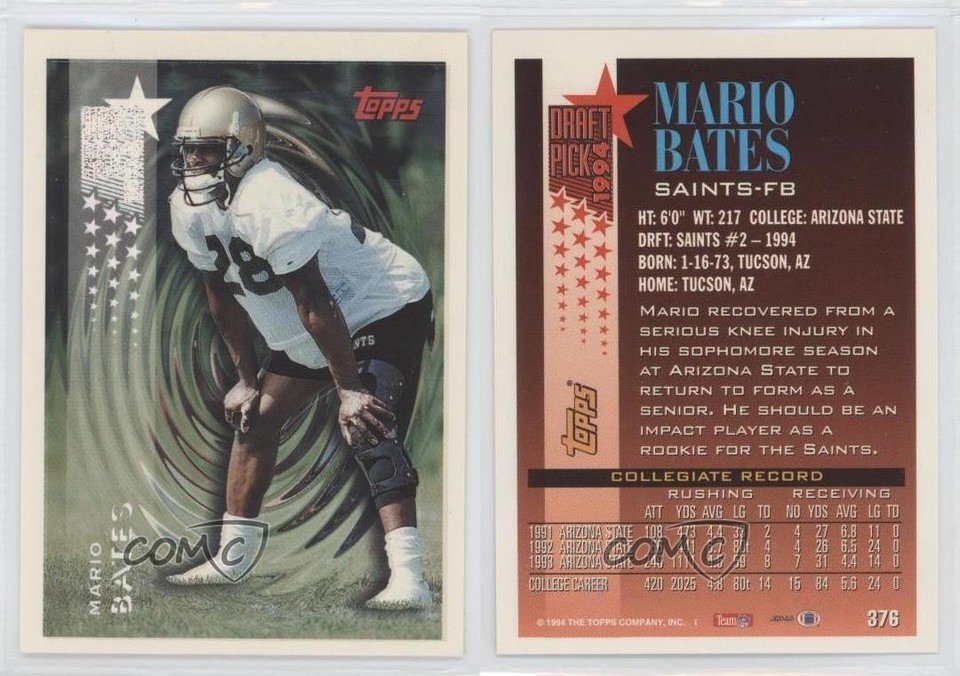 1994 Topps Special Effects Mario Bates #376 Rookie RC 0o9 | eBay