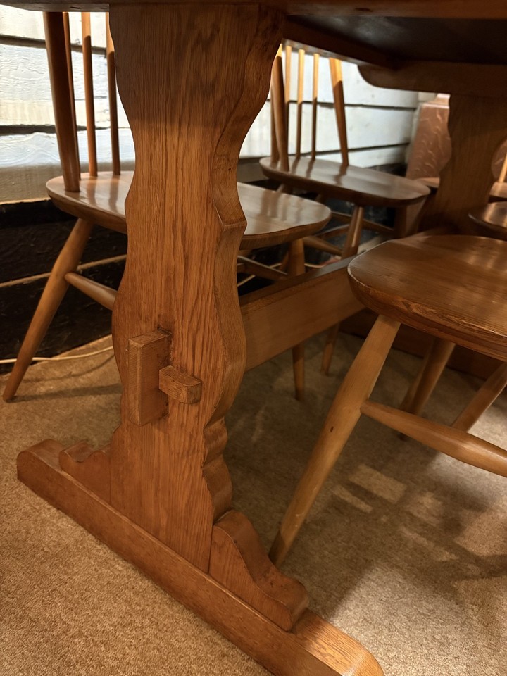 Genuine 1960 Ercol Refectory Dining Table & 6 Quaker Chairs | eBay UK