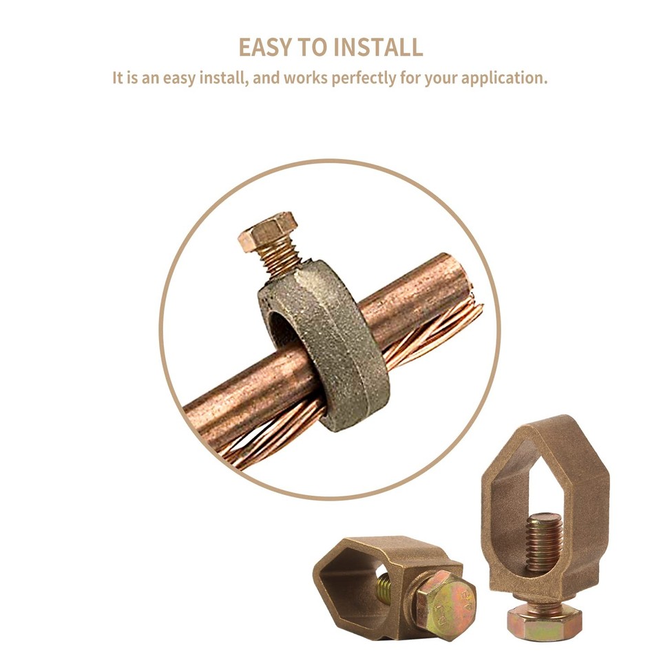 2PCS 5/8-Inch Direct Burial Copper Ground Rod Clamps Grounding Clamp5/8 ...