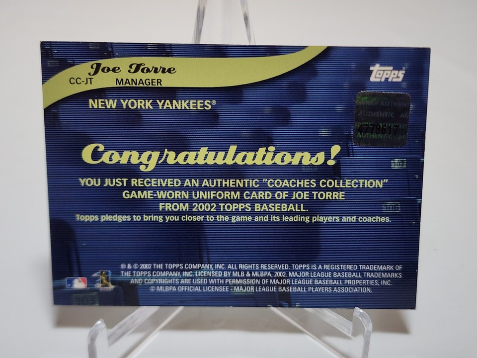 Joe Torre 2002 Topps Coaches Collection Game-Worn Jersey Card SP | eBay