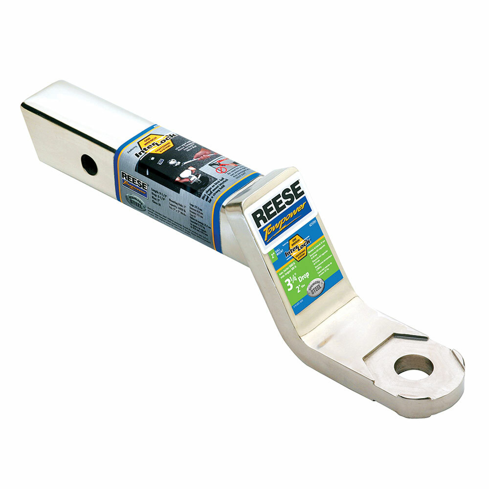 Reese 6,000 lbs Stainless Steel Ball Mount Fits 2" Receiver 3-1/4" Drop ...