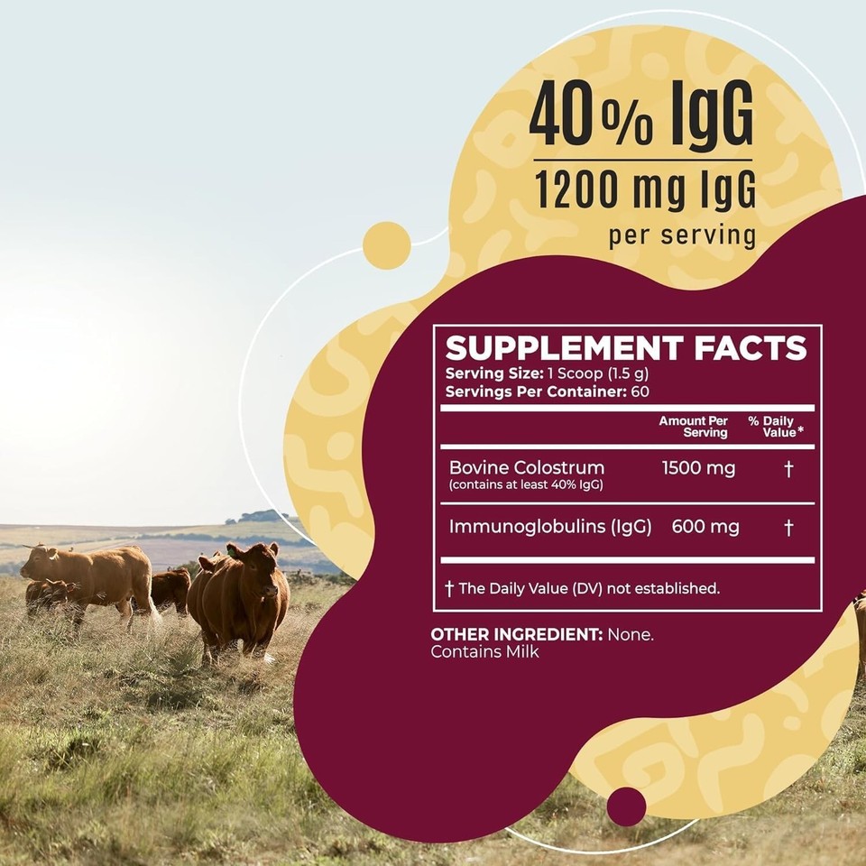 Bovine Colostrum Powder for Humans - Grass Fed Colostrum Immune Health ...