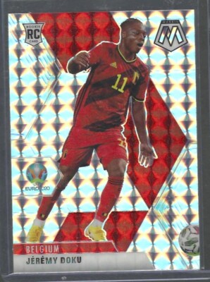 JEREMY DOKU 2020-21 PANINI MOSAIC UEFA SILVER MOSAIC PRIZM ROOKIE RC ...