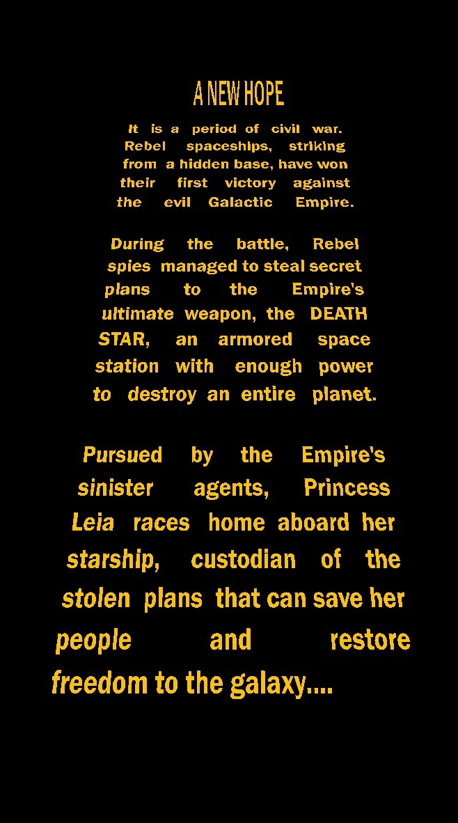 Star Wars Episode 1 - 7 Force Awakens Opening Crawl Wall Art Sticker ...