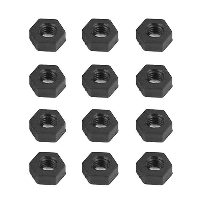 100 Pcs M3 Thread Insert Lock Fixing Screw Nylon Nuts Hexagonal Black