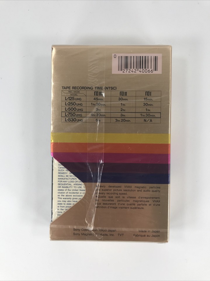 Sony Dynamicron L-750 UHG Ultra High Grade Beta Video Cassette Tape ...