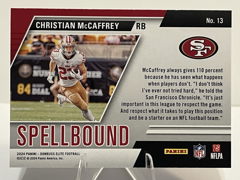 Christian McCaffrey 2024 Donruss Elite Spellbound "C" Green Parallel ...