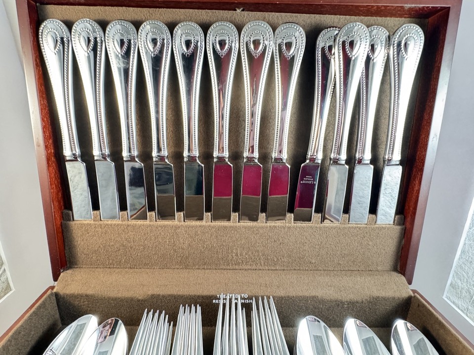 Lenox 65 pc French Perle 18/10 Stain Steel Flatware for 12 + Hostess ...