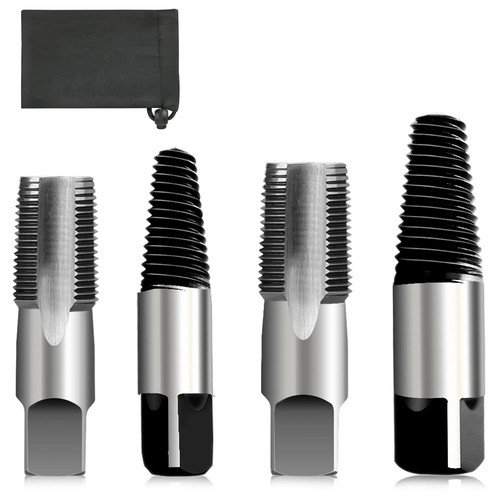 4 Pcs 1/2" - 3/4" Carbon Steel Water Pipe Extractor NPT Taps Set, Water ...
