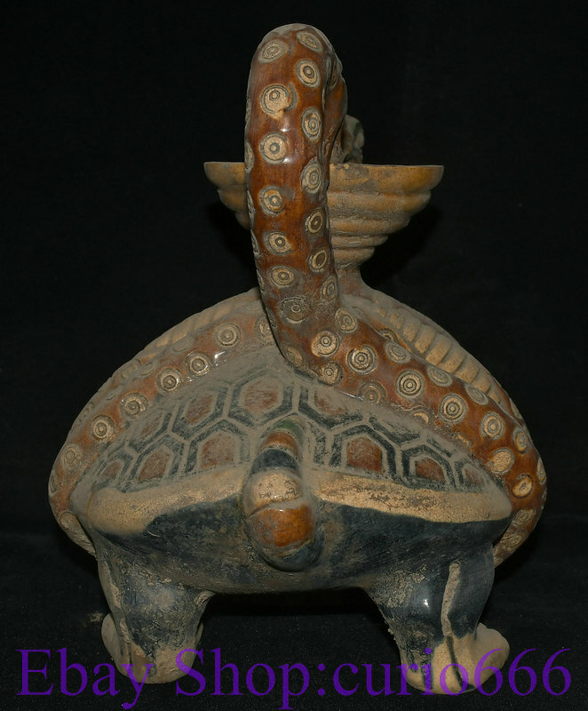 12" Old Chinese Tang Sancai ceramics Dynasty Xuanwu Snake Tortoise ...