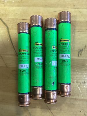 Lot of (4) Bussmann Fusetron FRS-R-15 Amp Fuses Energy Efficient Class ...