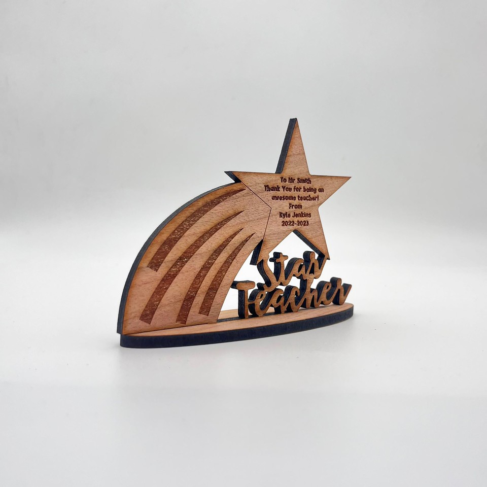 Shooting Star Thank You Teacher Keepsake Ornament Engraved Personalised ...