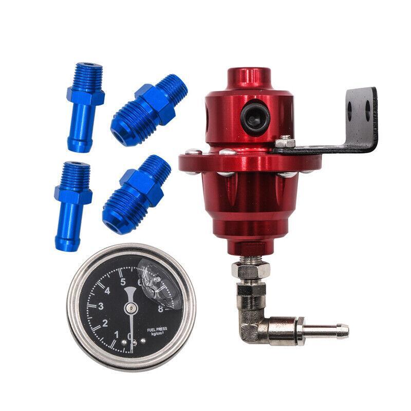 Adjustable Auto Car Fuel Pressure Regulator + Gauge + Fitting Part Set ...