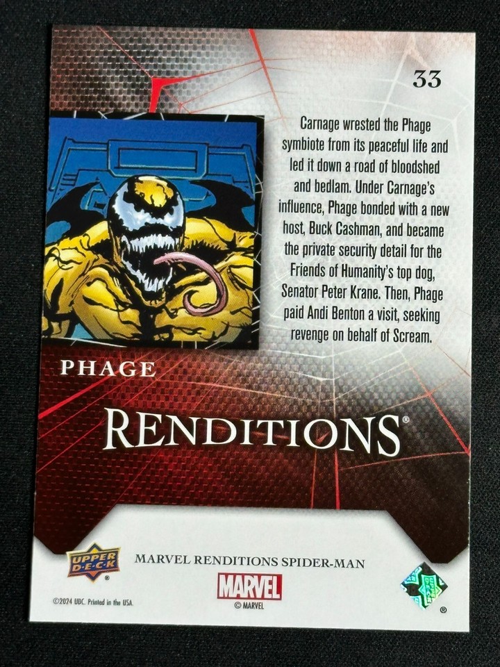 2024 Upper Deck Marvel Renditions Spider-Man Phage #33 MCU Quantity | eBay