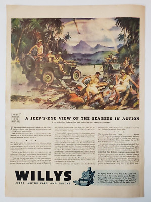 1944 Willys Jeeps Motor Car Trucks Vintage Print Ad Military Men ...