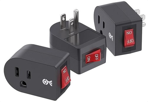 3 Pack Grounded Outlet With ON Off Switch Single Plug In Power Button ...