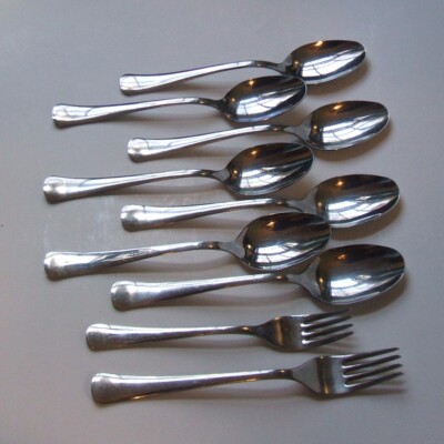 Abert Italy 18/10 Stainless Steel 6 Spoons 2 Forks Unknown Pattern ...