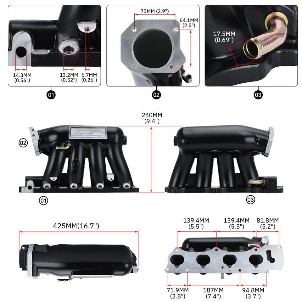 K20 K24 RBC Intake Manifold 70mm Throttle Body For Honda Acura K24A2 ...