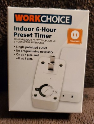 New Work Choice Indoor 6-Hour Preset Timer - turns on at 7 PM and off ...