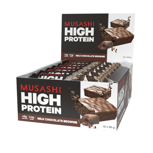 New Musashi High Protein Bar Milk Chocolate Brownie 90g X 12 Bars | eBay