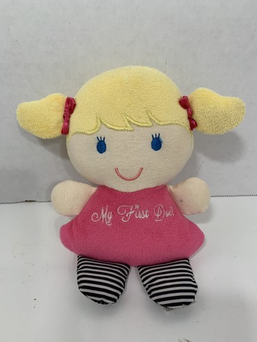 Carters Child of Mine My First Doll plush rattle pink black stripes ...