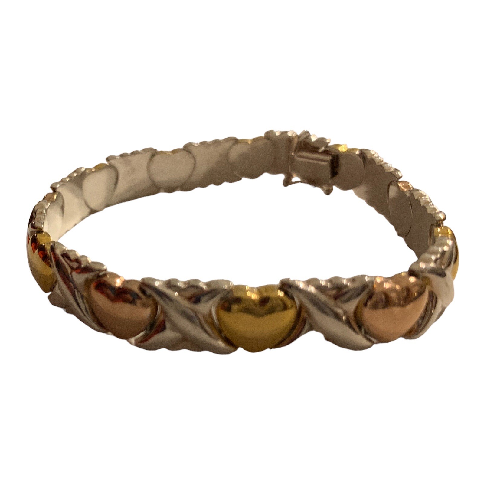 Italian Hugs & Kisses, 3 Tone, Sterling Silver Bracel… - Gem