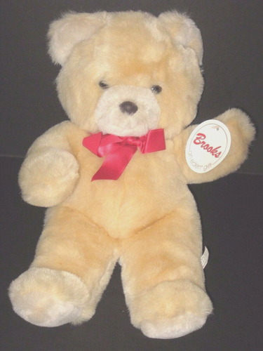 Vintage 1987 Eden Teddy Bear BROOKS Tan Plush Red Bow Stuffed Animal Toy NWT | eBay